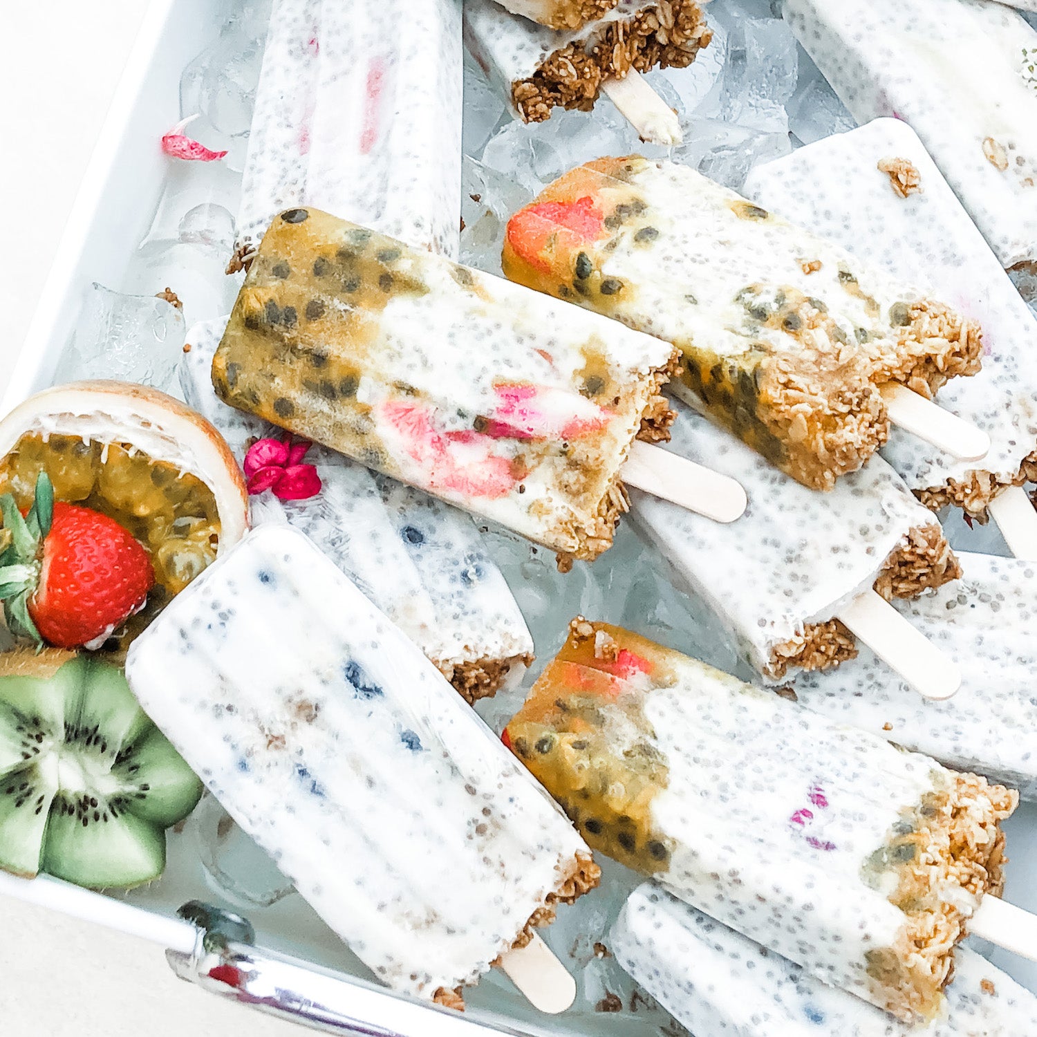 Coconut Chia Granola Dipped Popsicles